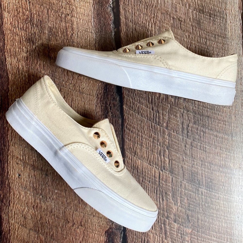 Vans Cream Studded Slip-On Authentic Gore Shoes, Size… - Gem